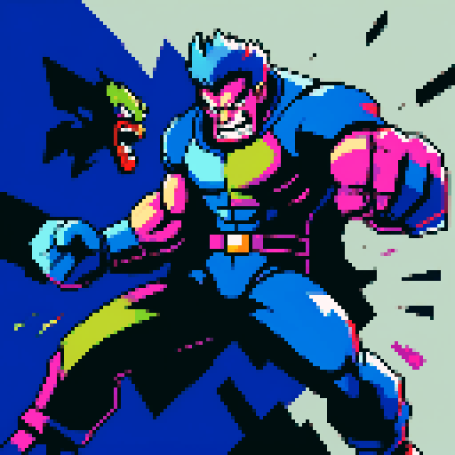 cartoon character with bulging muscles, weari... | Pixelfy