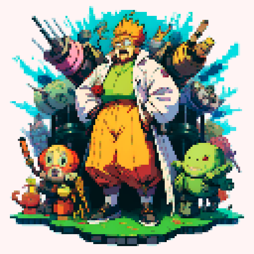 fat mad scientist, full-body image, robot | Pixelfy